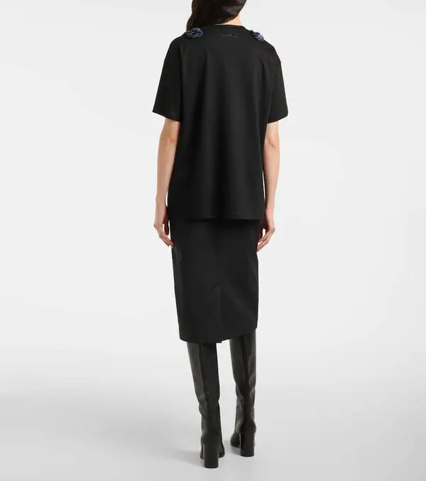 Max Mara Gennaio Embellished Jersey Top - Black