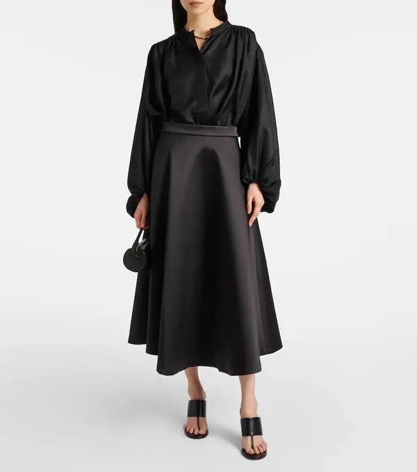 RÓHE Pleated Silk Blouse