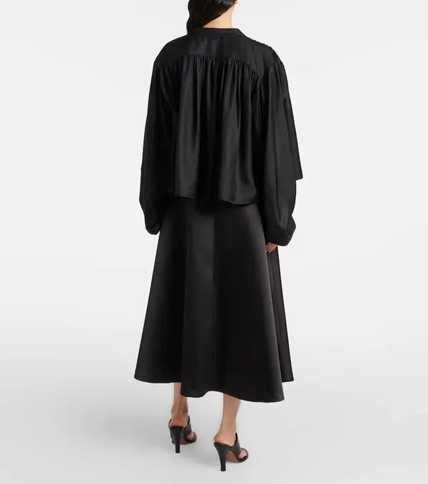 RÓHE Pleated Silk Blouse