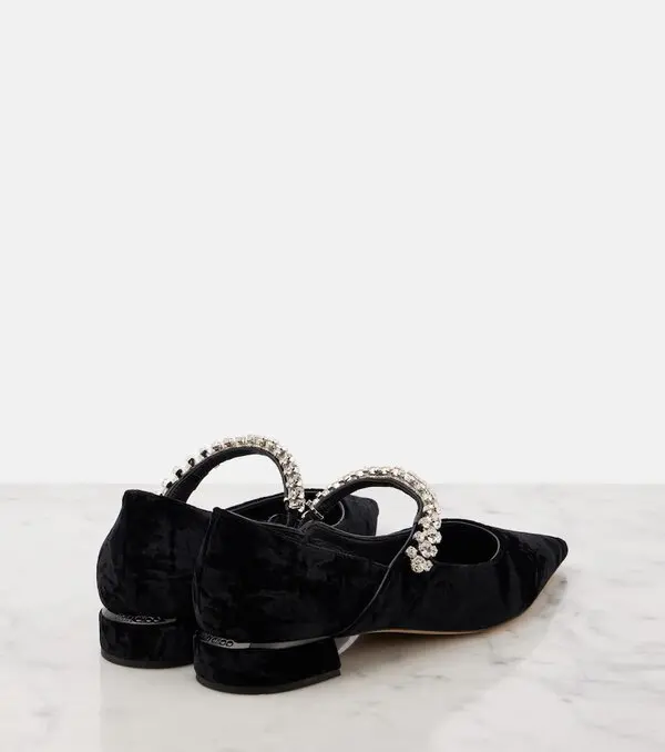JIMMY CHOO Bing Embellished Velvet Ballet Flats