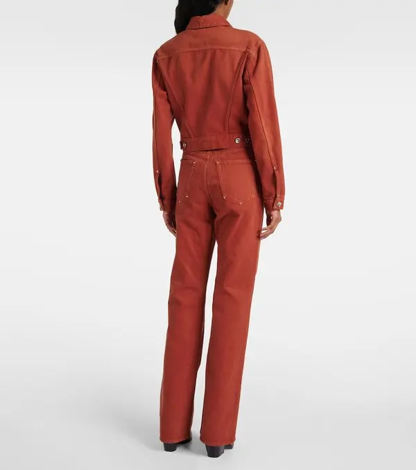 Rabanne Cropped Denim Jacket With Lace-up Detail