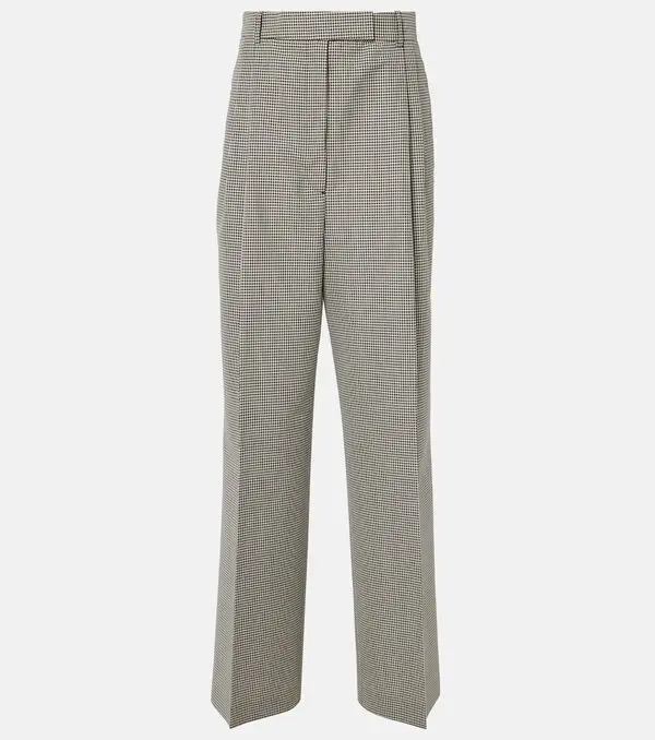 RÓHE Gingham Wool-blend Wide-leg Pants - Multicoloured