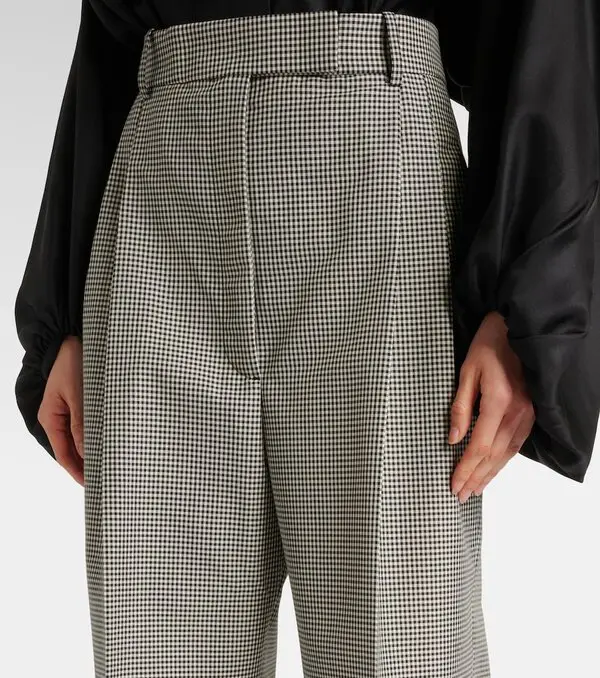 RÓHE Gingham Wool-blend Wide-leg Pants - Multicoloured