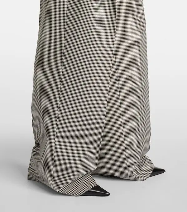 RÓHE Gingham Wool-blend Wide-leg Pants - Multicoloured