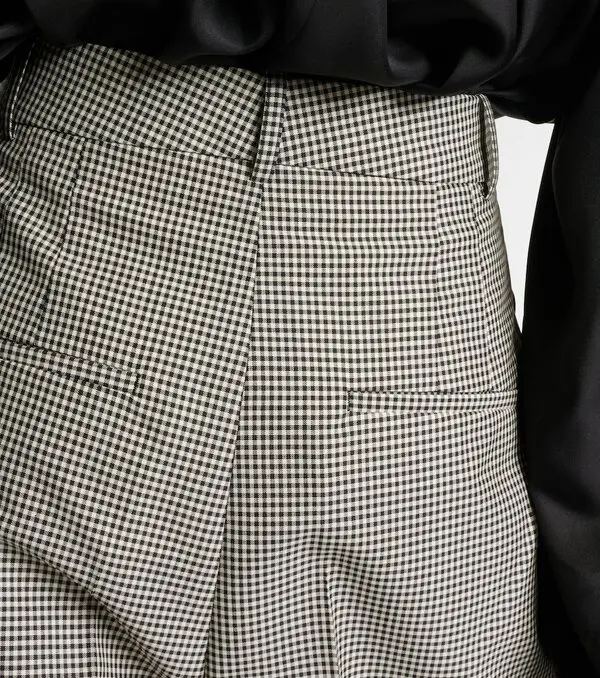 RÓHE Gingham Wool-blend Wide-leg Pants - Multicoloured
