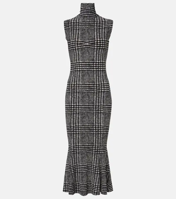 Norma Kamali Checked Midi Dress