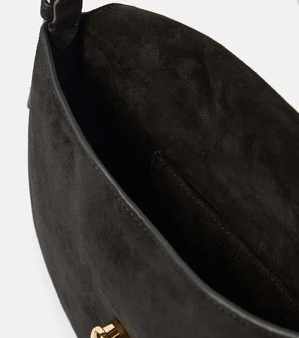 Savette Tondo Small Suede Shoulder Bag - Black
