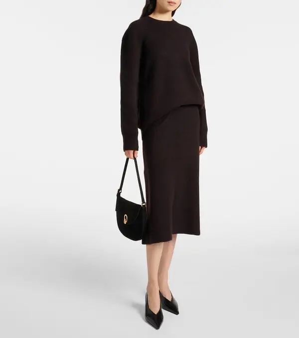 Savette Tondo Small Suede Shoulder Bag - Black