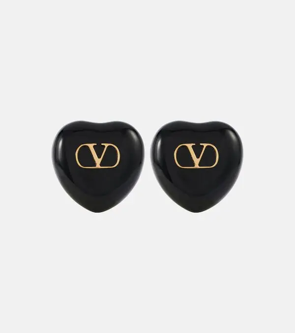 Valentino Garavani Cœur Royal Vlogo Clip-on Earrings - Black