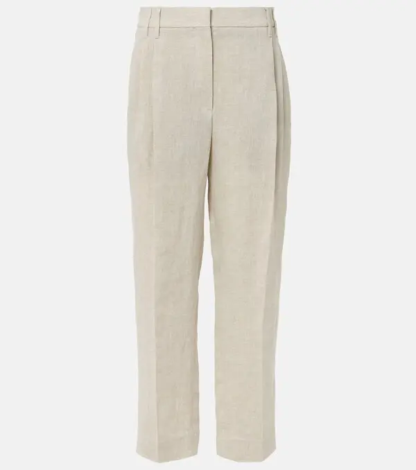 Brunello Cucinelli Linen-blend Straight Trousers