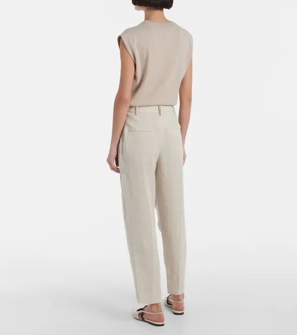 Brunello Cucinelli Linen-blend Straight Trousers