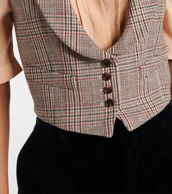 Chloé Prince Of Wales Wool-blend Waistcoat