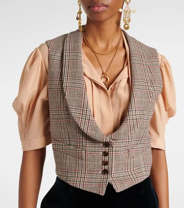 Chloé Prince Of Wales Wool-blend Waistcoat