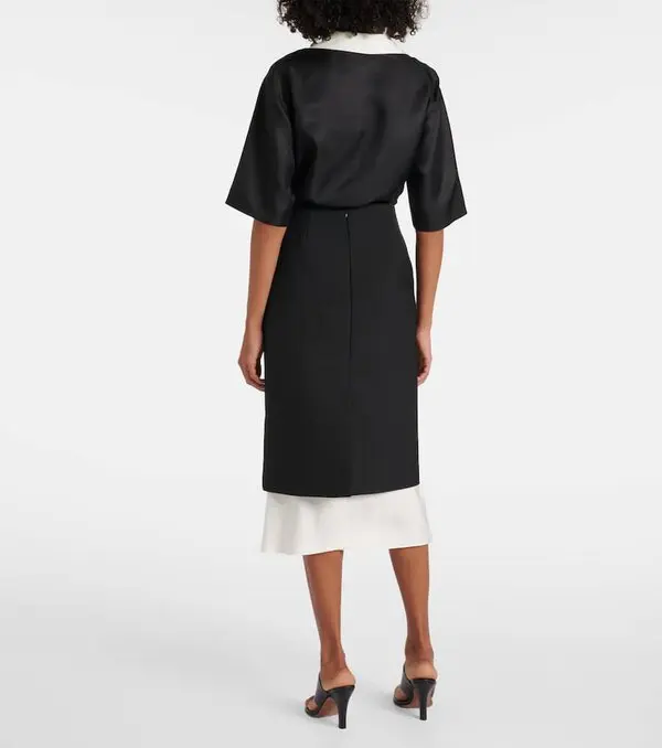 RÓHE Silk-trimmed Wool-blend Pencil Skirt