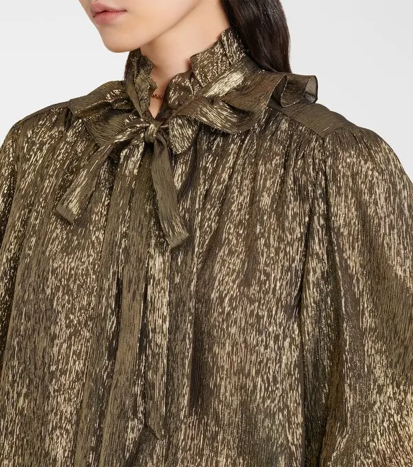 Chloé Ruffled Lamé Silk-blend Blouse