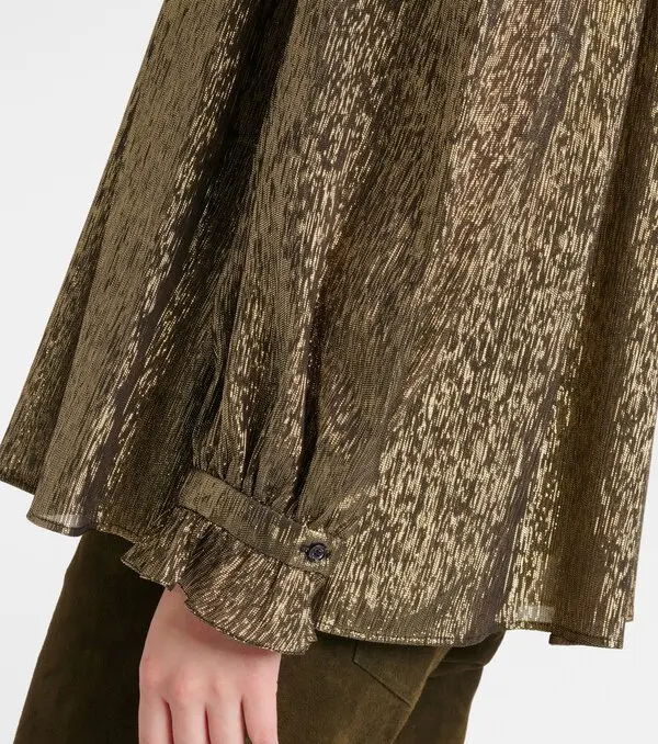 Chloé Ruffled Lamé Silk-blend Blouse