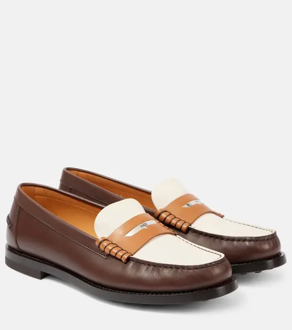 TOD'S Colorblocked Leather Penny Loafers - Multicoloured