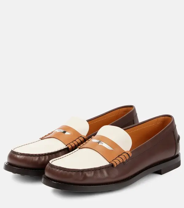TOD'S Colorblocked Leather Penny Loafers