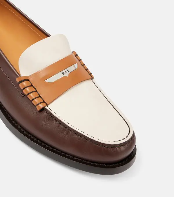 TOD'S Colorblocked Leather Penny Loafers - Multicoloured