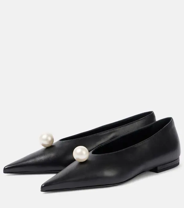 Magda Butrym Embellished Leather Ballet Flats - Black