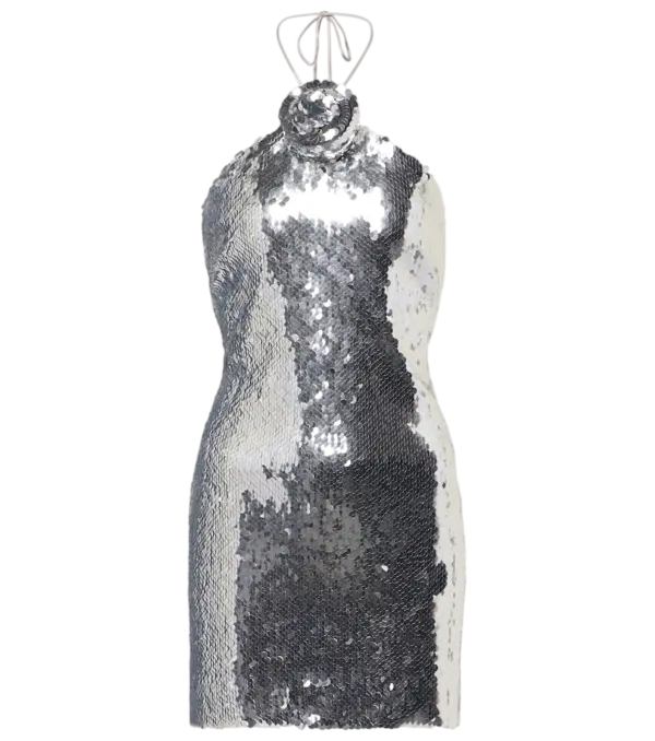 Magda Butrym Sequined Floral-appliqué Minidress - Silver