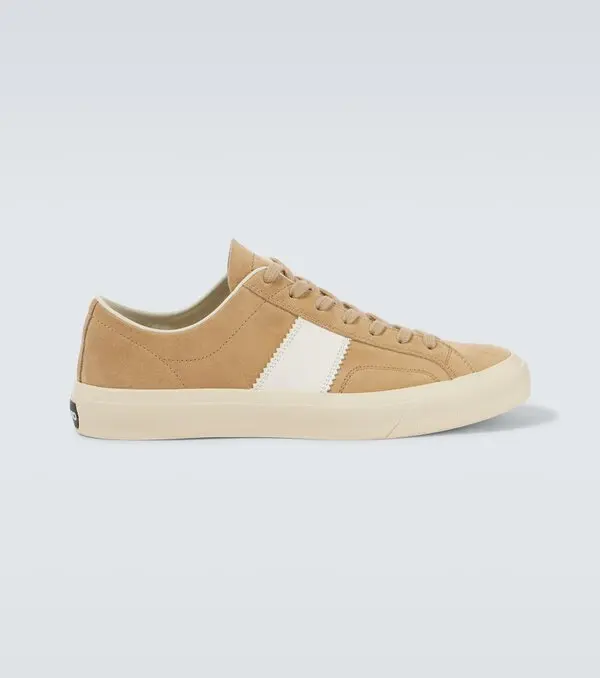 TOM FORD Cambridge Leather-trimmed Suede Sneakers - Beige