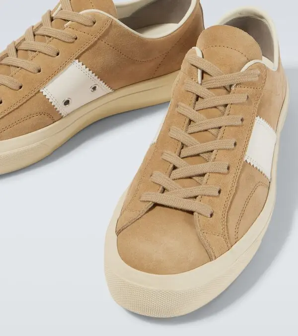 TOM FORD Cambridge Leather-trimmed Suede Sneakers - Beige