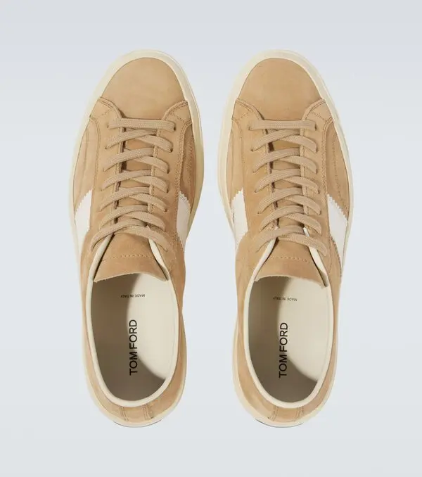TOM FORD Cambridge Leather-trimmed Suede Sneakers - Beige