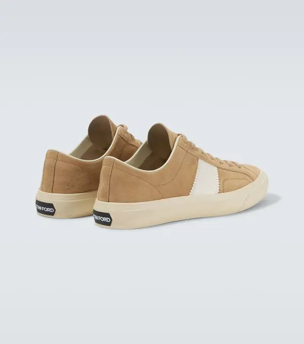 TOM FORD Cambridge Leather-trimmed Suede Sneakers - Beige