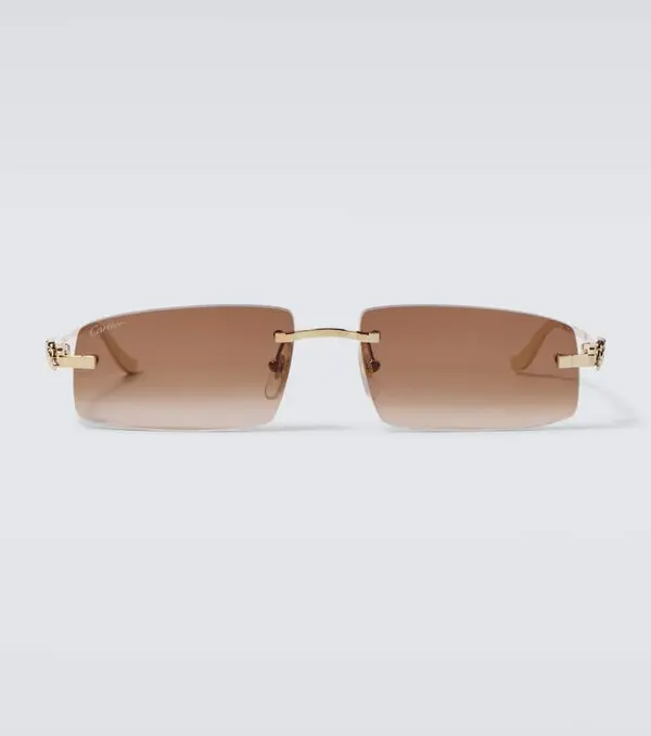 CARTIER Panthère De Rectangular Sunglasses - Gold