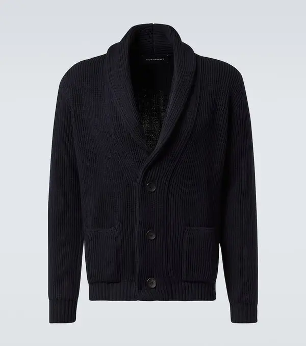 Thom Sweeney Ribbed-knit Wool Cardigan