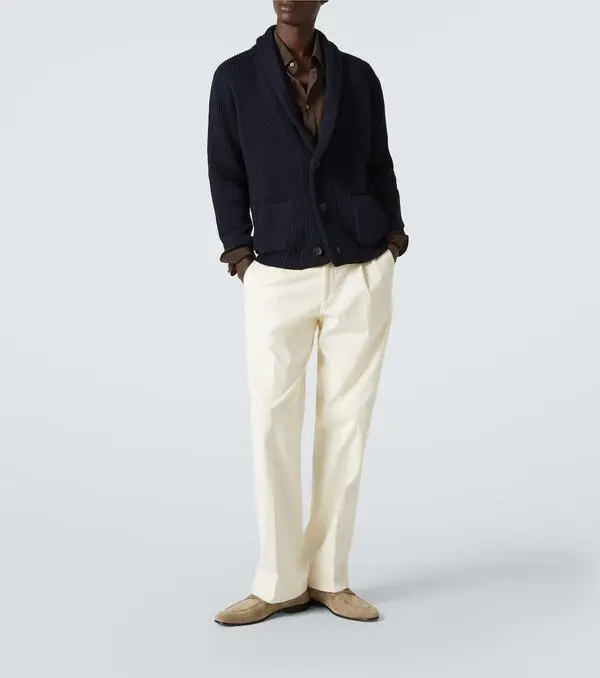 Thom Sweeney Ribbed-knit Wool Cardigan