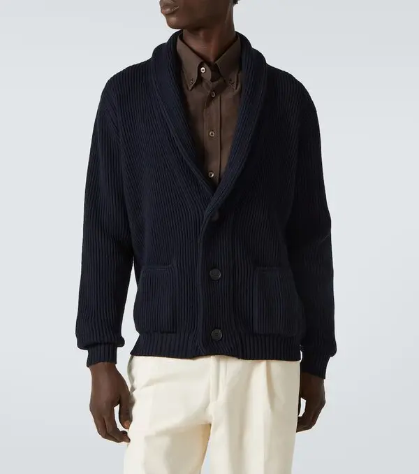 Thom Sweeney Ribbed-knit Wool Cardigan