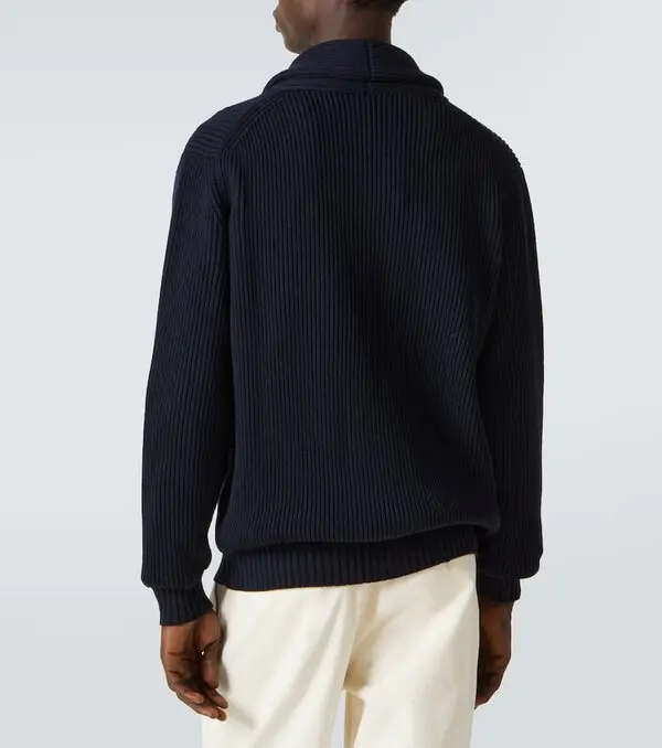 Thom Sweeney Ribbed-knit Wool Cardigan
