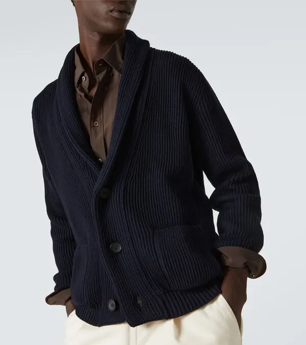 Thom Sweeney Ribbed-knit Wool Cardigan