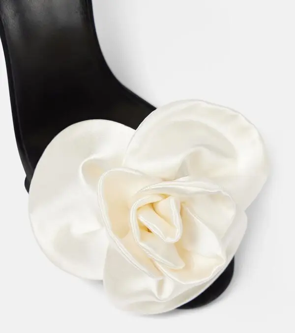 Magda Butrym 105 Floral-appliqué Satin Sandals - Black