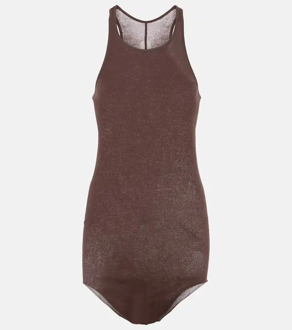Rick Owens Ribbed-knit Cotton Tank Top - Brown