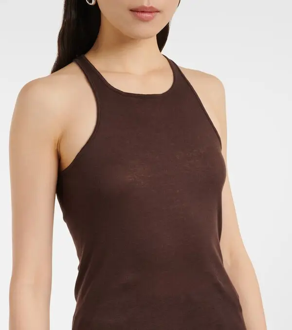 Rick Owens Ribbed-knit Cotton Tank Top - Brown