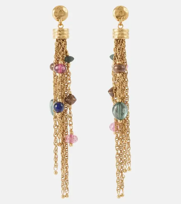 Chloé Pompoms Embellished Drop Earrings - Gold