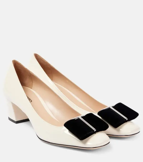 TOM FORD Audrey 55 Bow-detail Patent Leather Pumps - White
