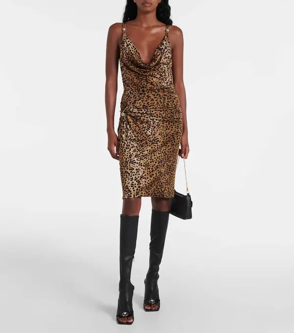 Versace Medusa '95 Leopard-print Draped Top