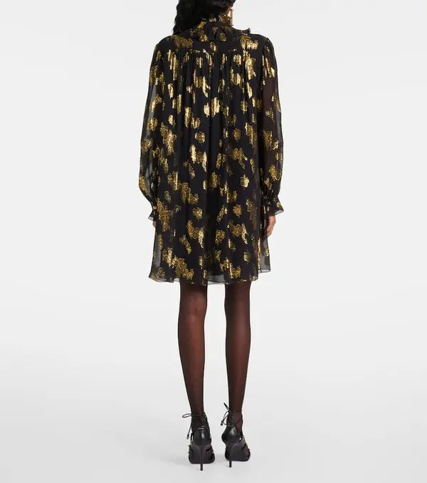 Chloé Ruffled Silk-blend Minidress - Black