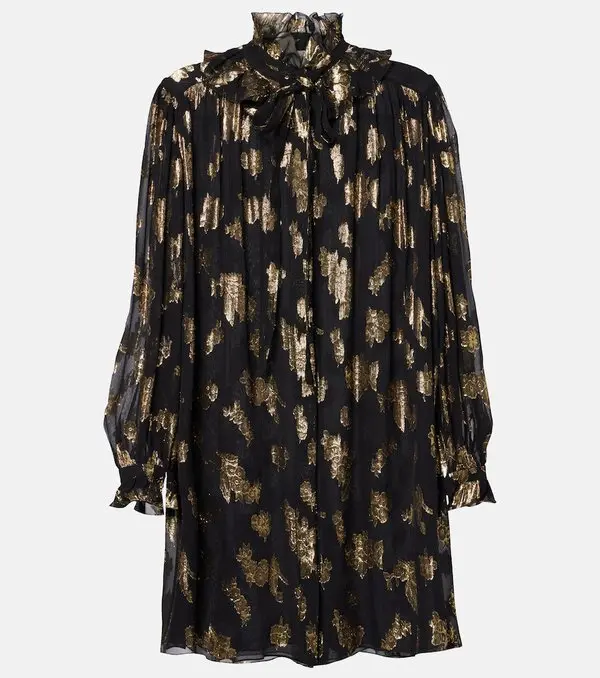 Chloé Ruffled Silk-blend Minidress - Black