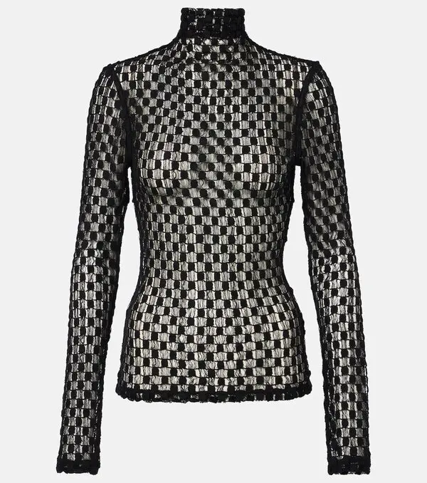RÓHE Cotton-blend Lace Turtleneck Top