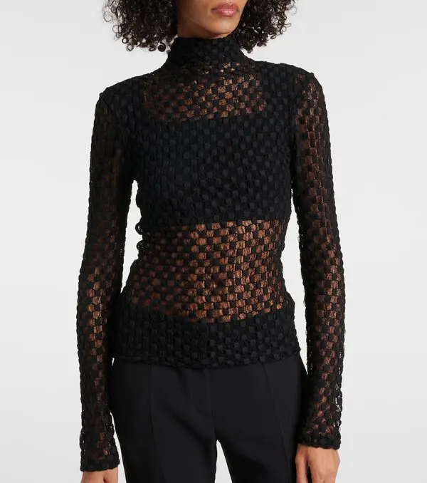 RÓHE Cotton-blend Lace Turtleneck Top