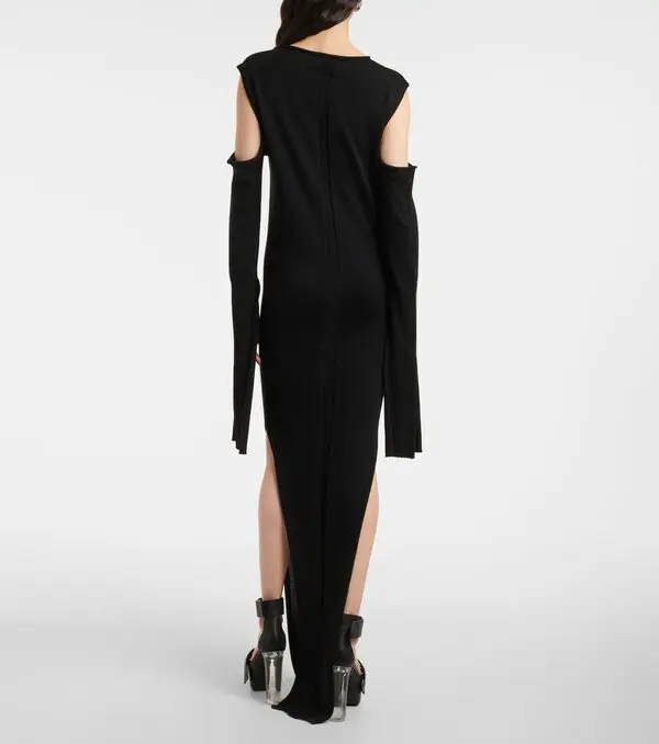 Rick Owens Caped Wool Maxi Dress - Black