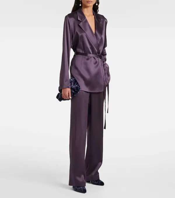 JOSEPH Tova High-rise Wide-leg Silk Pants - Purple