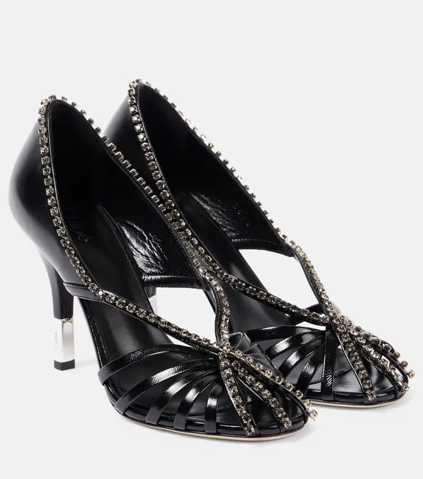 Chloé Leonie Embellished Leather Pumps - Black