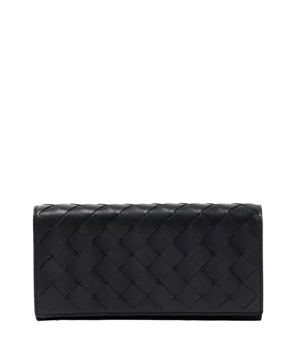 Bottega Veneta Intrecciato Large Leather Wallet - Black
