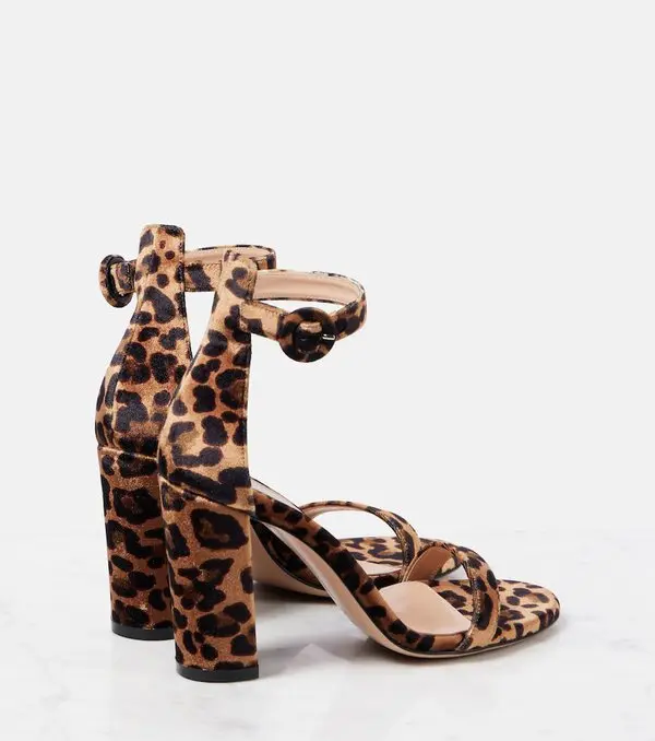 GIANVITO ROSSI Gaeta 95 Leopard Print Velvet Sandals - Brown